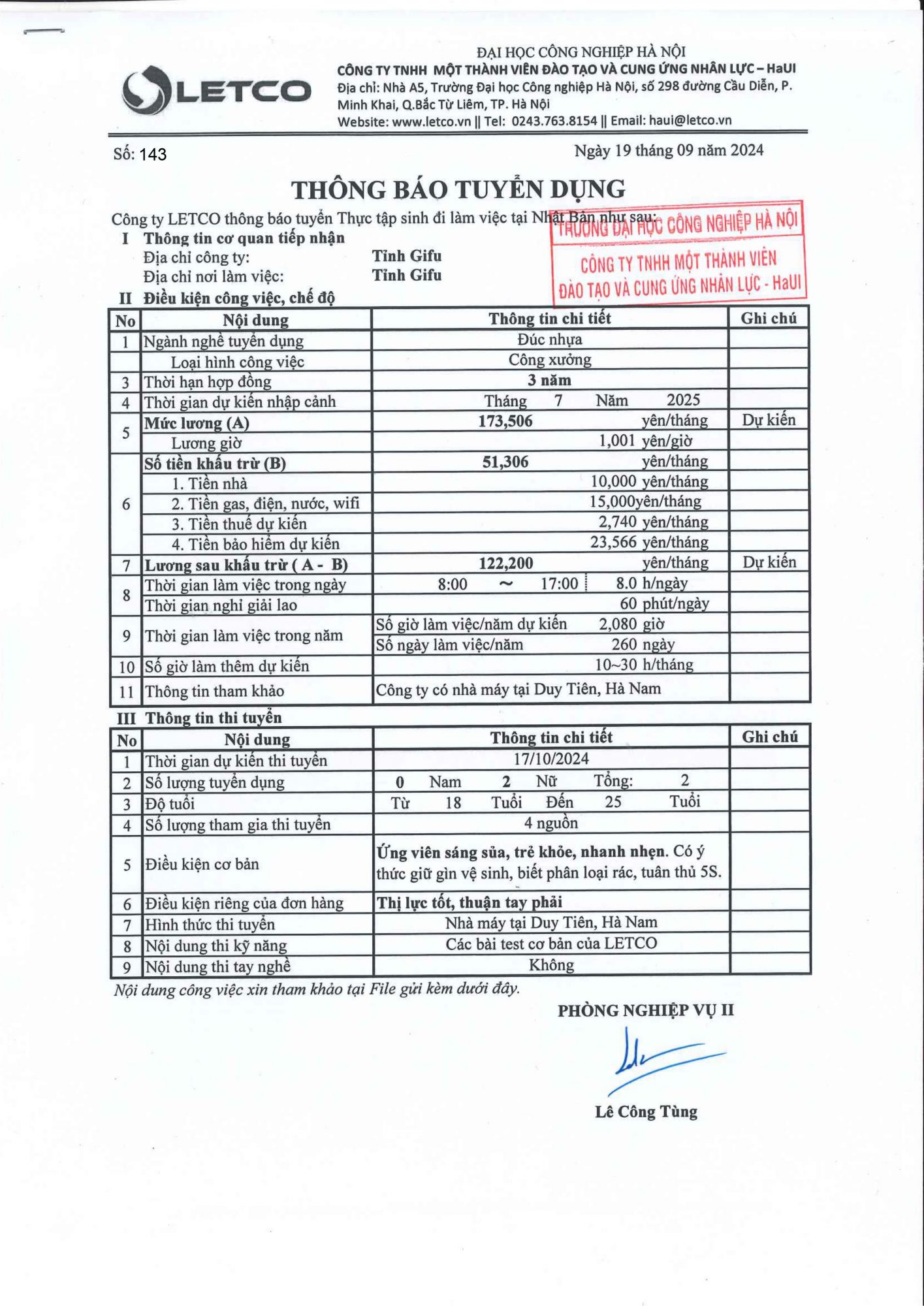 NỮ LÀM ĐÚC NHỰA - Công ty Letco